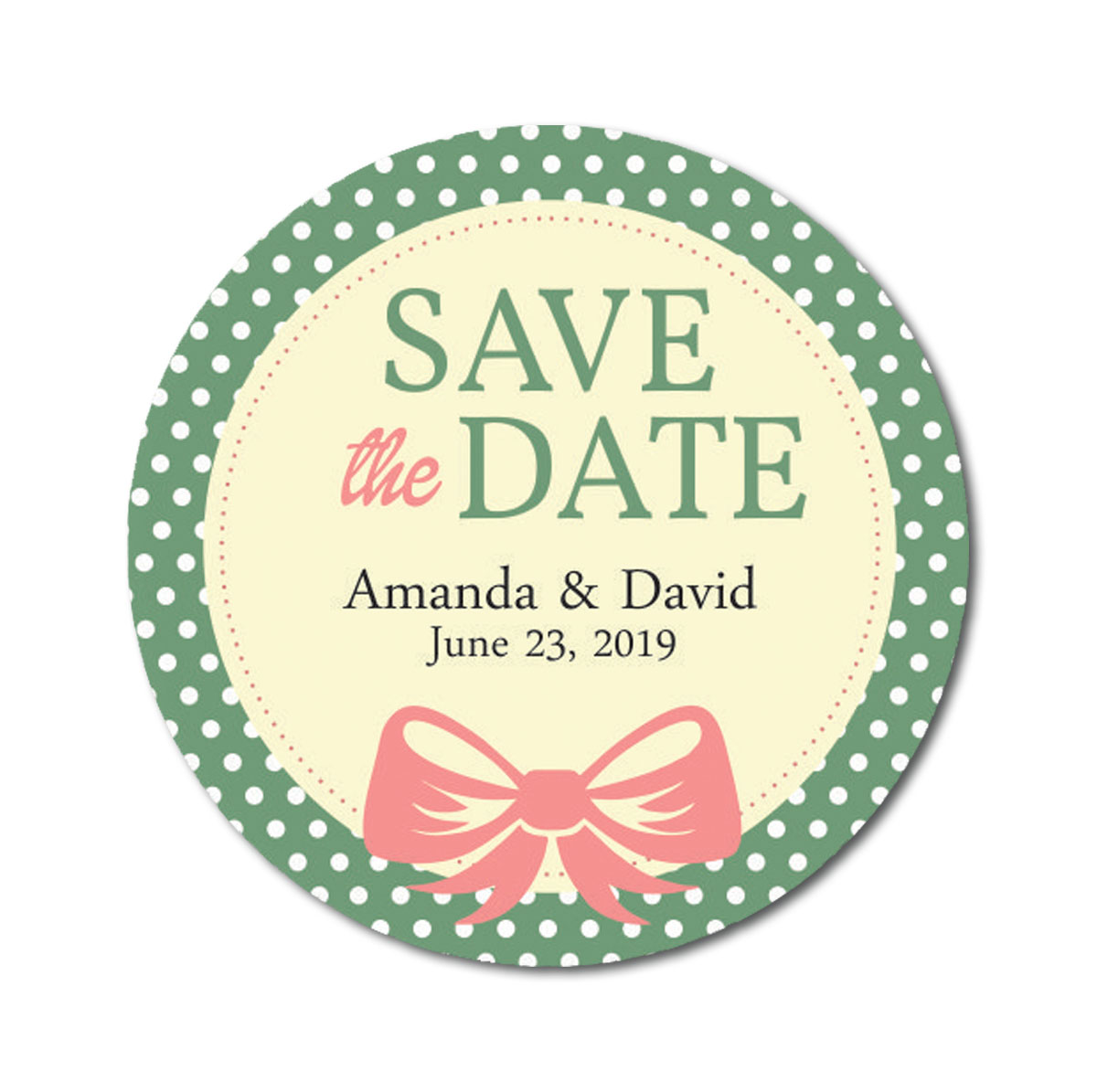 Darling Souvenir Round 45 Pcs Bow Polka Dot Save The Date Stickers-dLO ...