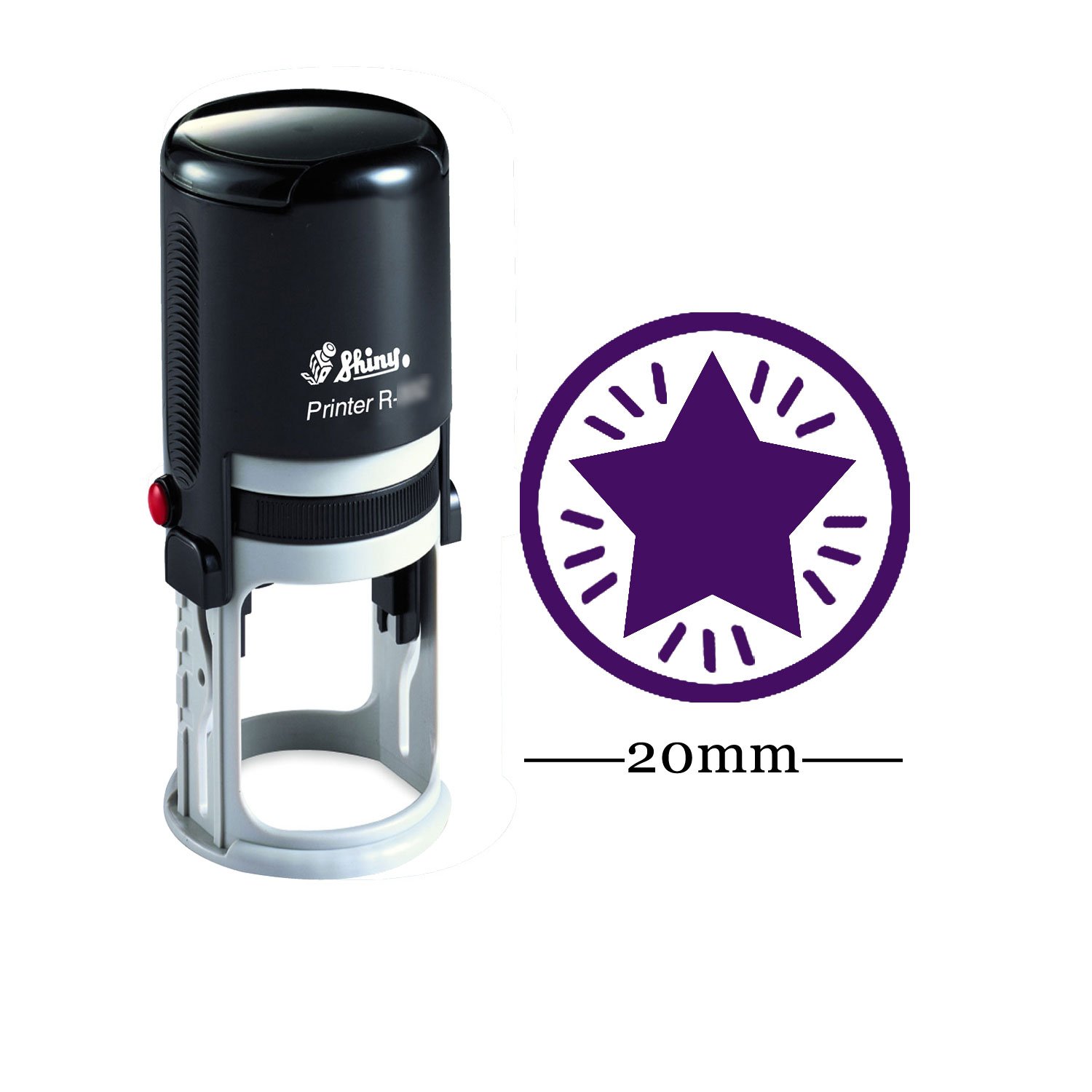 Printtoo STAR Round Self Inking Rubber Custom Shiny Mini Stamps SHINY